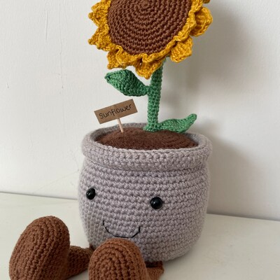 Crochet Sunflower in a Pot PATTERN Amigurumi Crochet Pattern for a ...