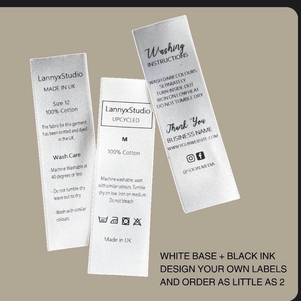 Customizable White Wash Care Labels: Design Your Own Sew-in Labels - Etsy