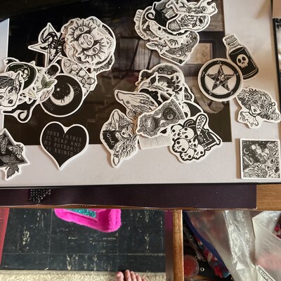 50 Cool Black and White Goth Laptop Stickers Dark Skull Tattoo - Etsy