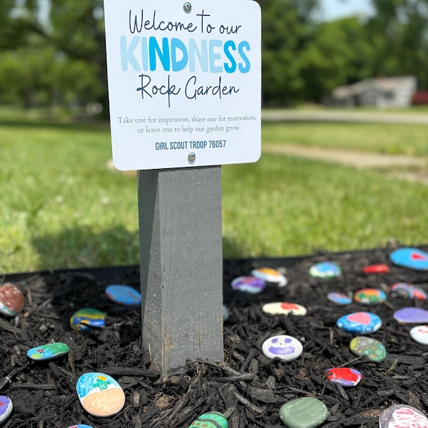 Kindness Rock Garden Sign – Outdoor Aluminum Sign, UV Printed, 6x6 Inch ...