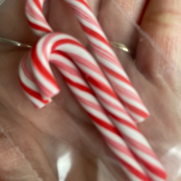 6 Large Polymer Clay Christmas Candy Canes, Cute Fake Peppermint Charms ...