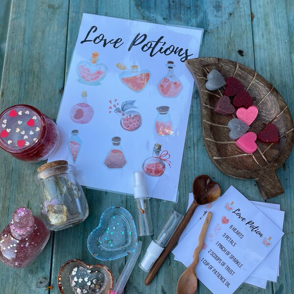 Printable Love Potion Recipes for Kids, Valentines Sensory Play, Potion ...