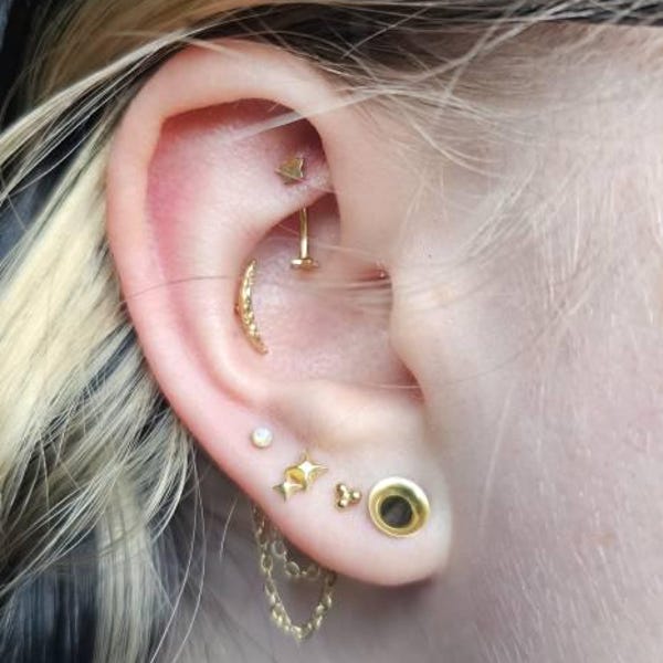 20G/18G/16G Titanium Open Star Threadless Push Pin Labret, Star Flat ...