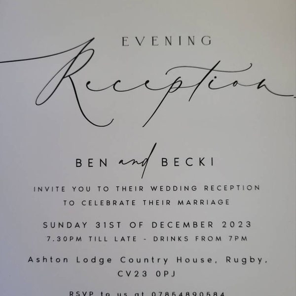 Evening Reception Wedding Invite, Evening Wedding Reception Party ...