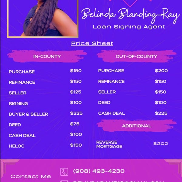 Notary | Loan Signing Agent | Brochure Price List | Simple Template - Etsy