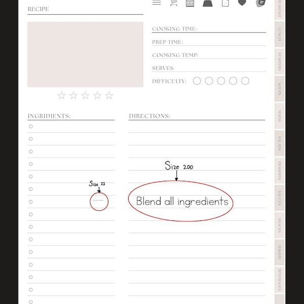 Digital Recipe Book, Digital Recipe Journal, Goodnotes Recipe Template ...