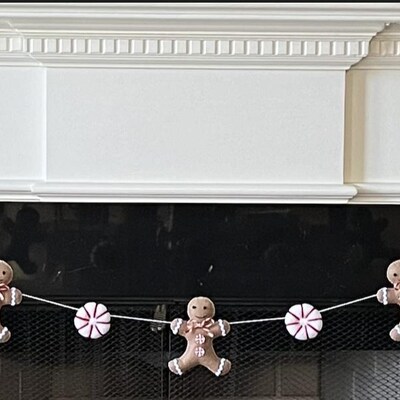 Felt Gingerbread Man Ornament, Peppermint Gingerbread Man, Christmas ...