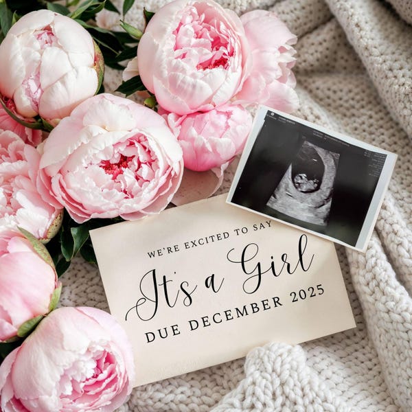 It's a Girl, Gender Reveal, Pregnancy Announcement, Digital Gender Baby ...