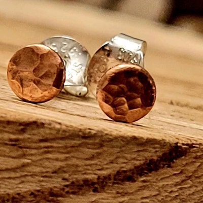 Textured Copper Dot Post Earrings, Copper Earrings, 4mm Dot Earrings ...