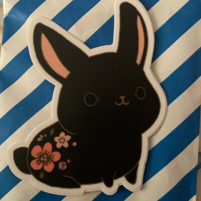 Vinyl Sticker Black Rabbit - Etsy