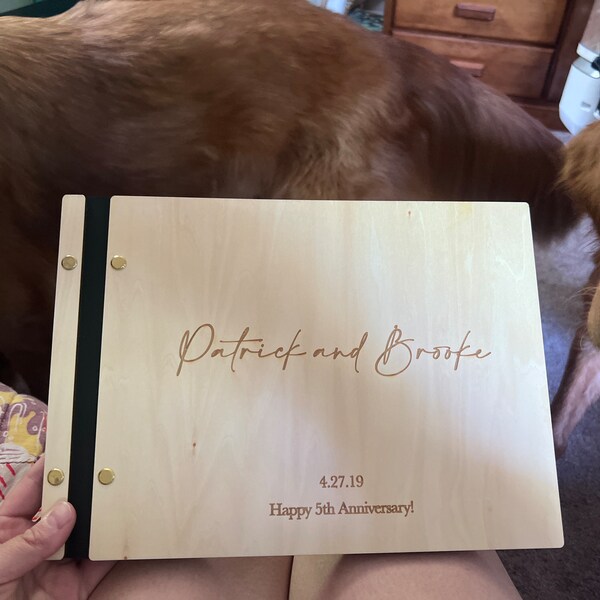 Wooden Wedding Guest Book, Engraved Guest Book, Wedding Hand Draw Guest ...