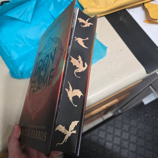 Gold Sprayed Fourth Wing L Iron Flame L Rebecca Yarros L Hardback Book ...