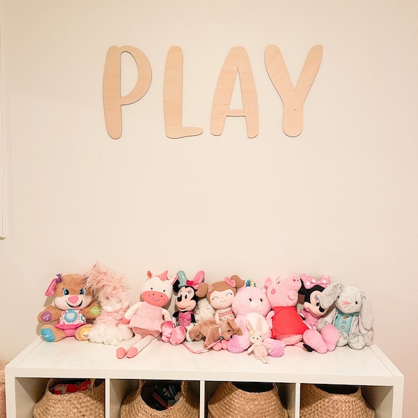 PLAY Sign – Playroom Wall Decor, Kids Room Wooden Sign, Nursery Wall ...