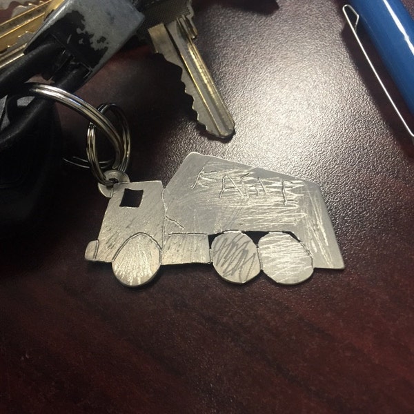 Your Child's Drawing on Key Chain for DAD, Durable Sentimental Keychain ...