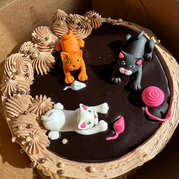 Fondant Cat Cake Toppers- Fondant Cats - Cat Lover Party - Cat and Mouse Cake Toppers - Etsy