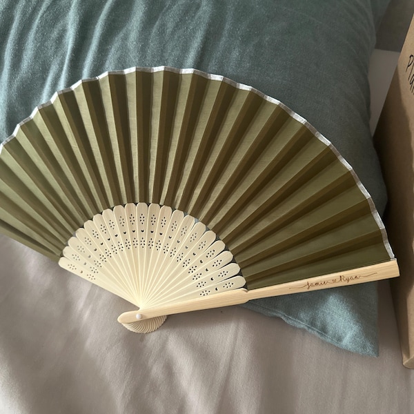 Sage Green Rayon Hand Fans,personalized Text Engraved/printed Fans ...