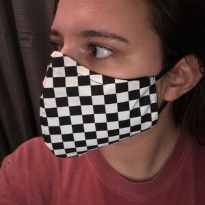 Black and White Checkered Face Mask, Checkered Face Mask for Men and ...