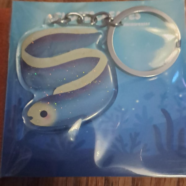 Ribbon Eel Acrylic Glitter Keychain | Kawaii Chibi Marine Animal Ocean ...