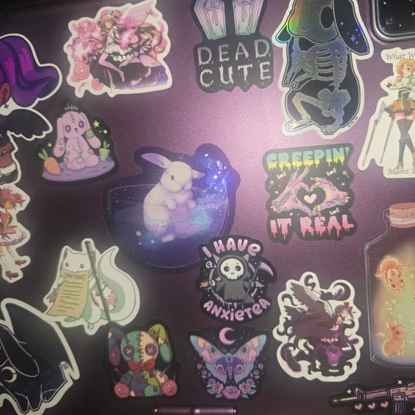Standing Skelebun Holographic Rabbit Vinyl Sticker | A Spooky Halloween ...