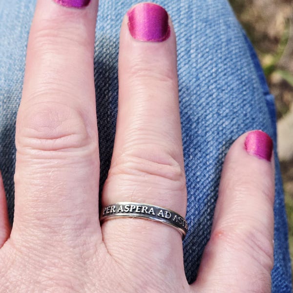 Womens per Aspera Ad Astra Ring - Through Hardships to the Stars ...