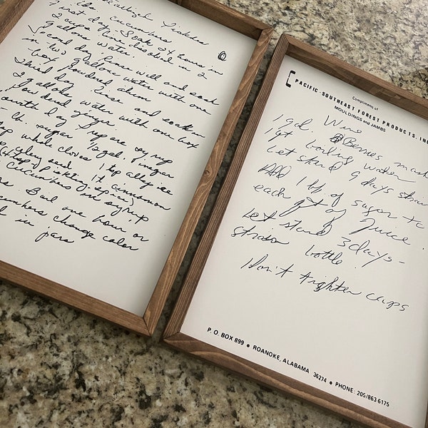 Custom Wood Framed Printed Family Recipe Kitchen Sign - Etsy