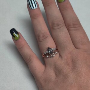 Three Stone Aquamarine Engagement Ring Rose Gold 14K/18K | Etsy