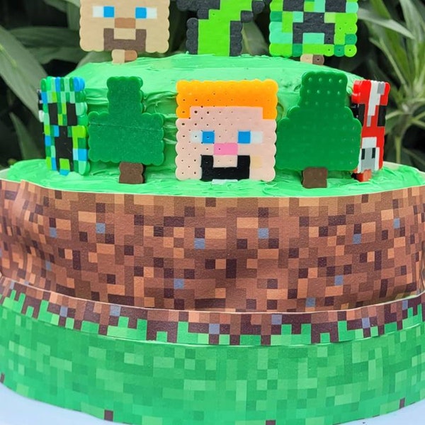 Video Game Pixels Edible Cake Wrap or Gamer Birthday Cake Topper - Etsy