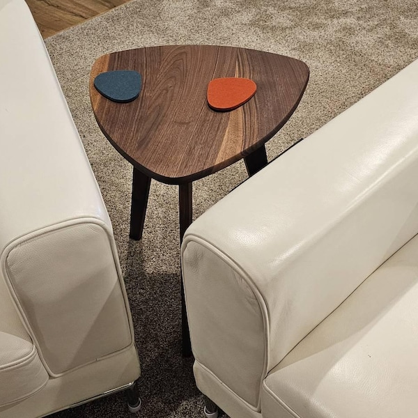 Mid-century Modern Walnut Side Table | Handmade Triangular Accent Table ...