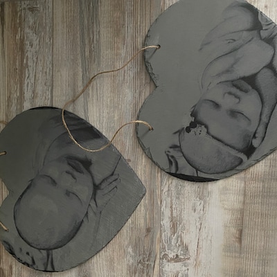Photo Slate Heart Personalised Photo Engraved Slate - Etsy UK