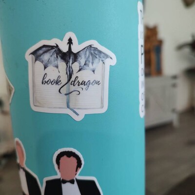 Book Dragon Watercolor Sticker, Vinyl Literary Laptop Decal, Classic ...