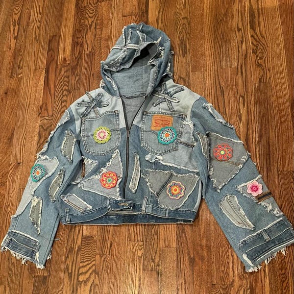 Denim Reworked Jacket Custommade/ Reworked Denim Patchwork / Vintage Levis Denim / HANDMADE High ...