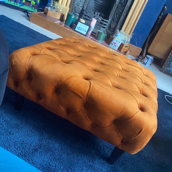 Burnt Orange Velvet Footstool 80x50x35 High,hand Made to Order,other ...