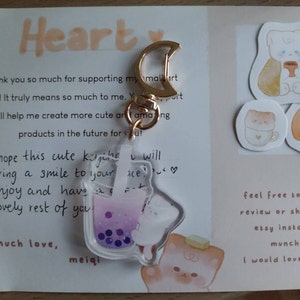 Cute Bubble Milk Tea Cat Keychain Acrylic Holographic Keychain - Etsy