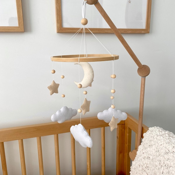 Hot Air Balloon Baby Mobile: Moon Stars Clouds Cot Mobile, Neutral ...