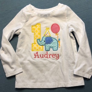 Birthday Elephant Number 1 Machine Embroidery Applique Design - Etsy