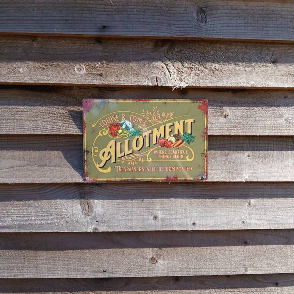 Personalised Allotment Sign Metal Garden Vegetable Patch Wall Door ...