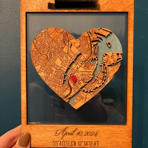Met Engaged Married Custom Wooden Map, First Date Location Map, Newly ...