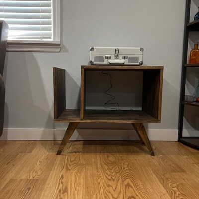 MCM Mid Century Modern Turntable Stand Solid Wood Table for Record ...