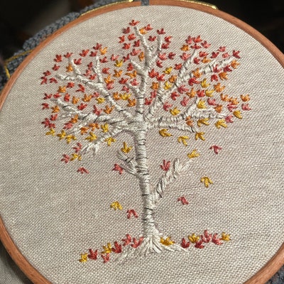 Autumn Silver Birch Tree Embroidery Pattern Kit DIY PDF Download Craft ...