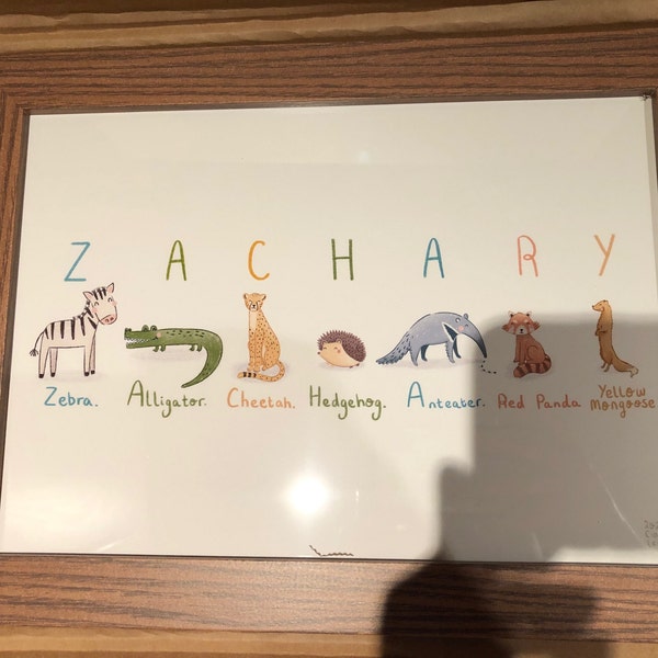 NAME ANIMAL PRINT A4/A3- Kids Name Art- Nursery Wall Art- Name ...