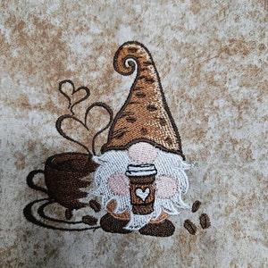 Coffee Gnome Embroidery Design, Coffee Gnome Digital Embroidery Design ...