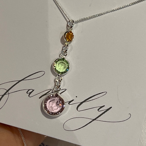 Three Generations Birthstone Necklace - Etsy UK