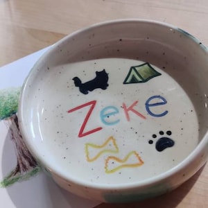 Custom Cute and Cheerful Pet Plate, 2 to 3 Designs, Handmade Pottery ...