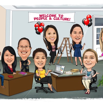 Group Caricatures / Group Cartoons Custom Drawn and Personalised - Etsy