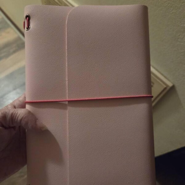 Pink A5 Faux Leather Refillable Journal Cover – Tri-fold Notebook ...