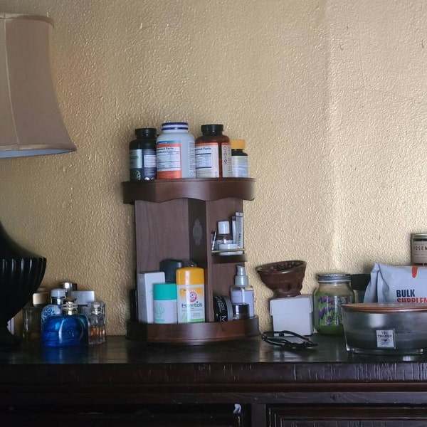 Rotating Wooden Circle Storage Rack,women Cosmetics Makeup Organizers ...