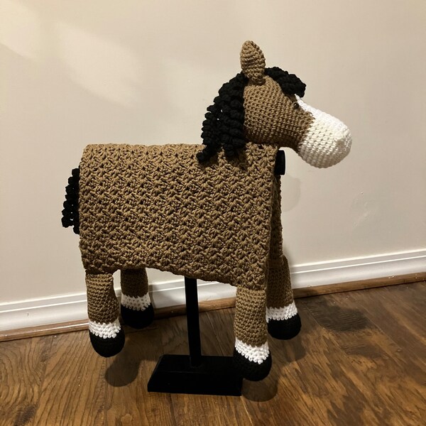 3in1 Farm Horse Baby Blanket Crochet Pattern | Pram Blanket Baby Gift ...