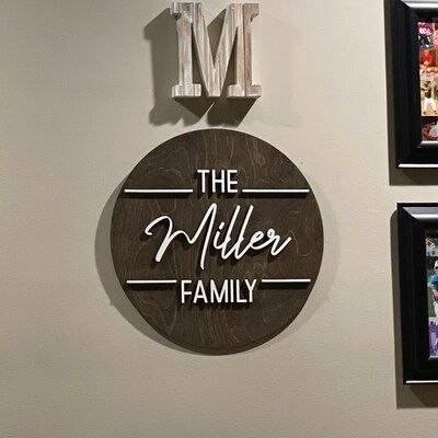 Personalized Round Family Wall Sign, Personalized 3D Wood Sign ...