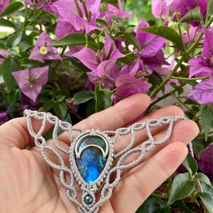 Abalone Shell Macrame Pendant Black Macrame Choker With - Etsy