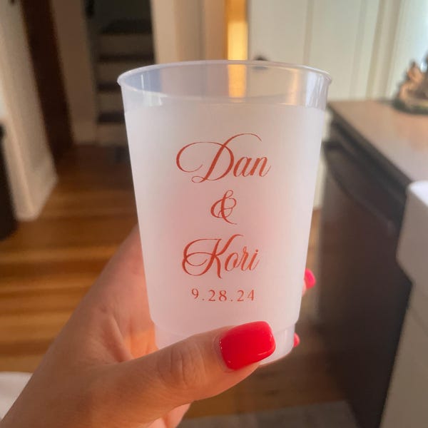 Custom Wedding Cups, Reception Bar Frosted Cups, Personalized ...
